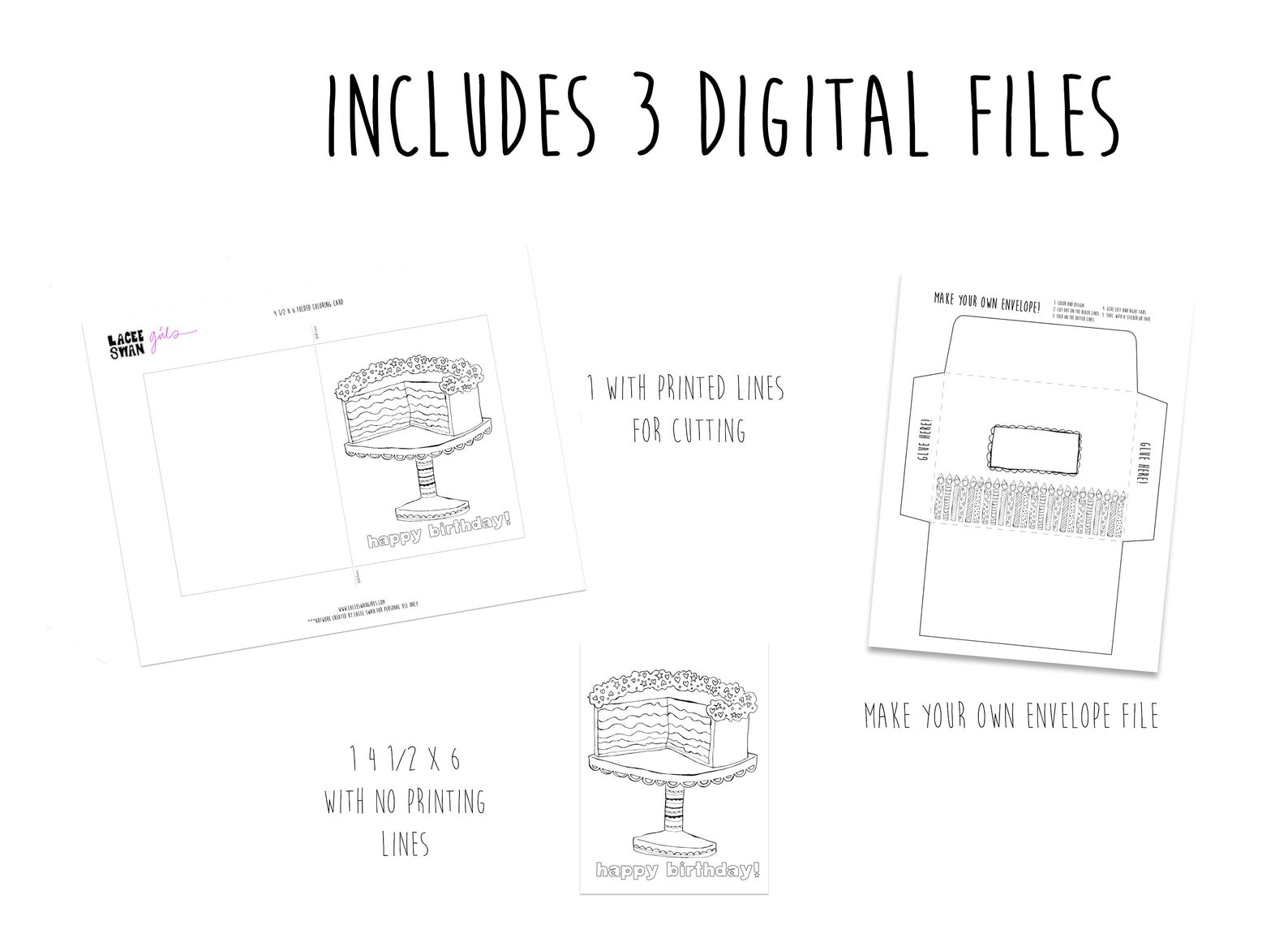 Happy Birthday Cake Coloring Birthday Card Printable | Kids Coloring ...