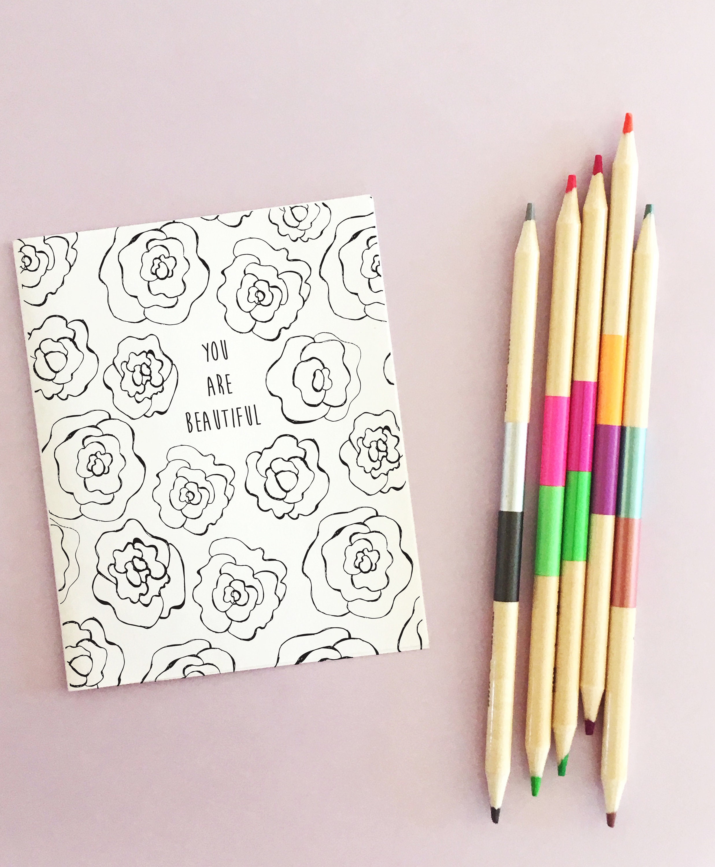 You Are Beautiful Coloring Card Printable | Kids Coloring Card, Line ...