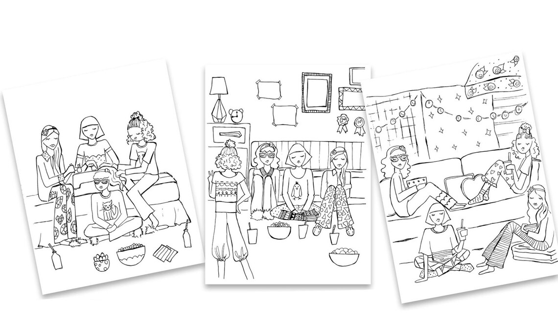 Printable Coloring Slumber Party Pages,tween Slumber Party, Girls ...