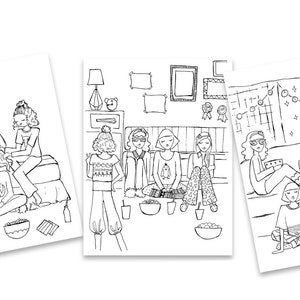 Printable Coloring Slumber Party Pages,tween Slumber Party, Girls ...