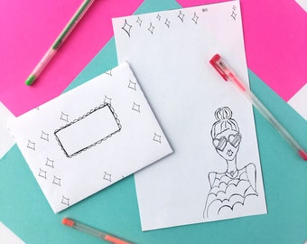 Printable Pen Pal Coloring Letter Envelope Line Art Ready | Etsy
