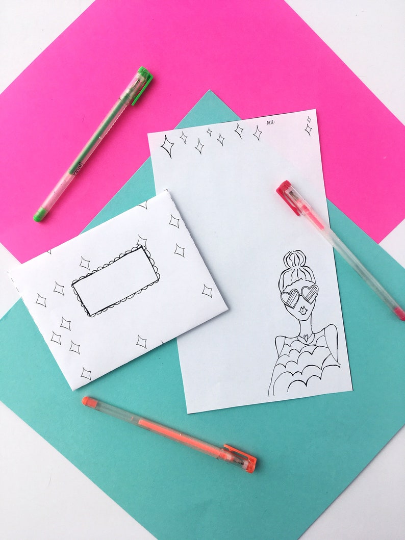 Printable Pen Pal Coloring Letter + Envelope, Line Art Ready to Print ...