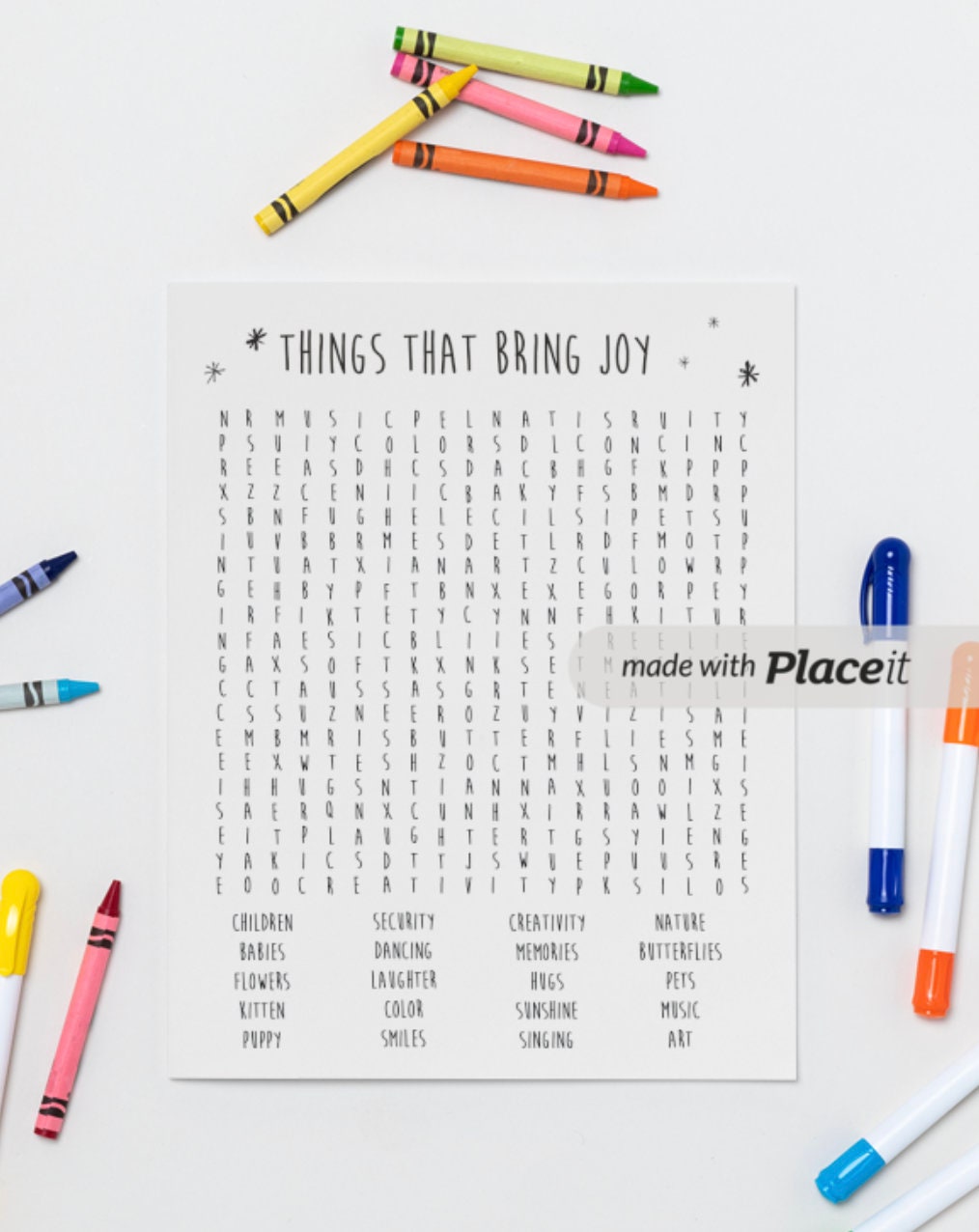 Things That Bring Joy Word Search | Kids Activity Page | Joy Activity ...