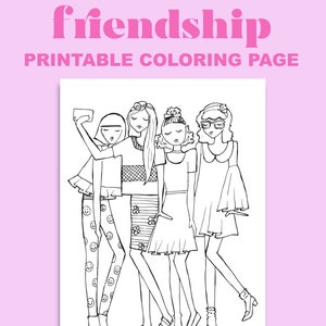 Girls Coloring Page, Friendship Coloring Page, Coloring Activity, Kids ...