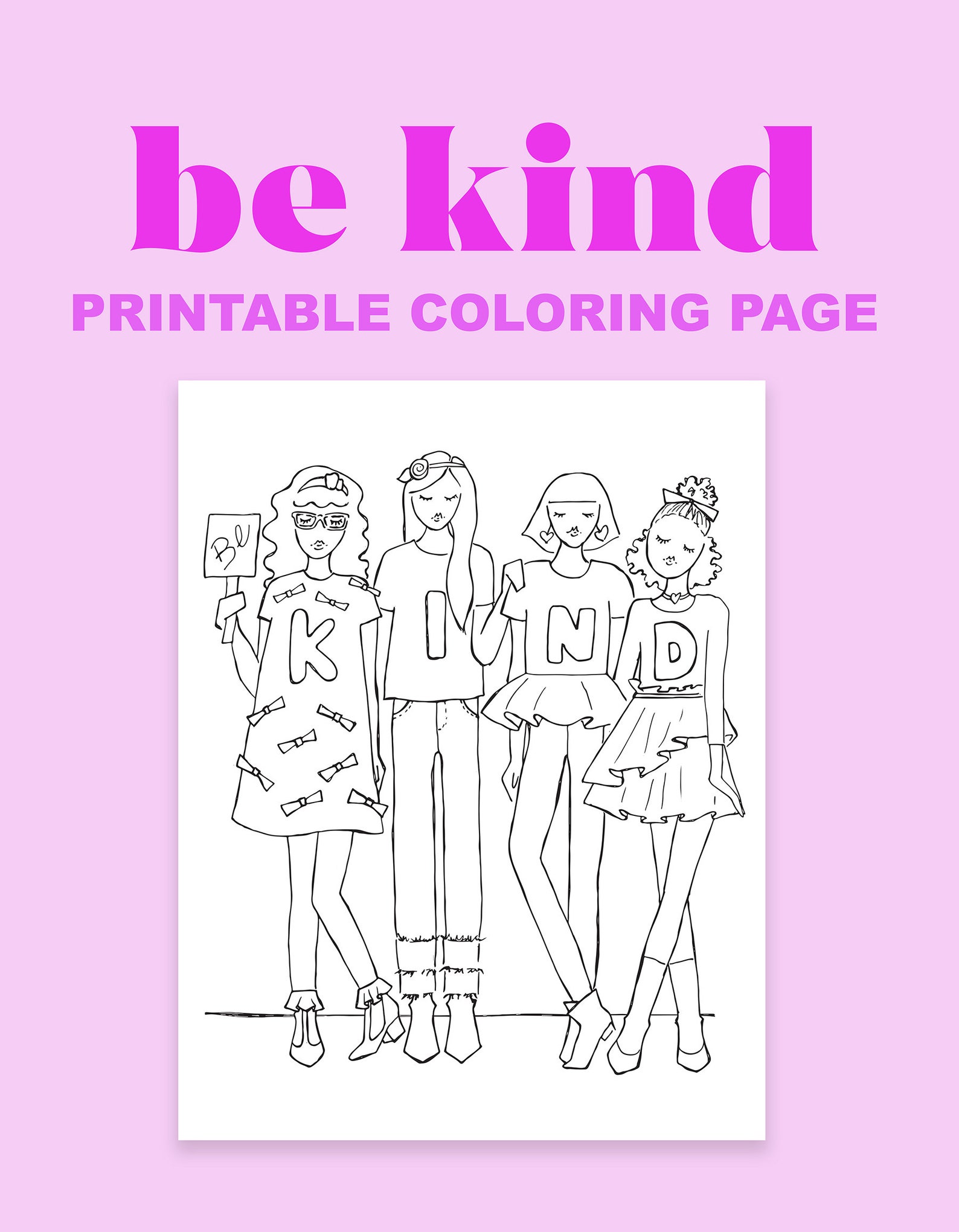 Be Kind Coloring Page, Coloring Printable, Kindness, Be Kind, Random ...