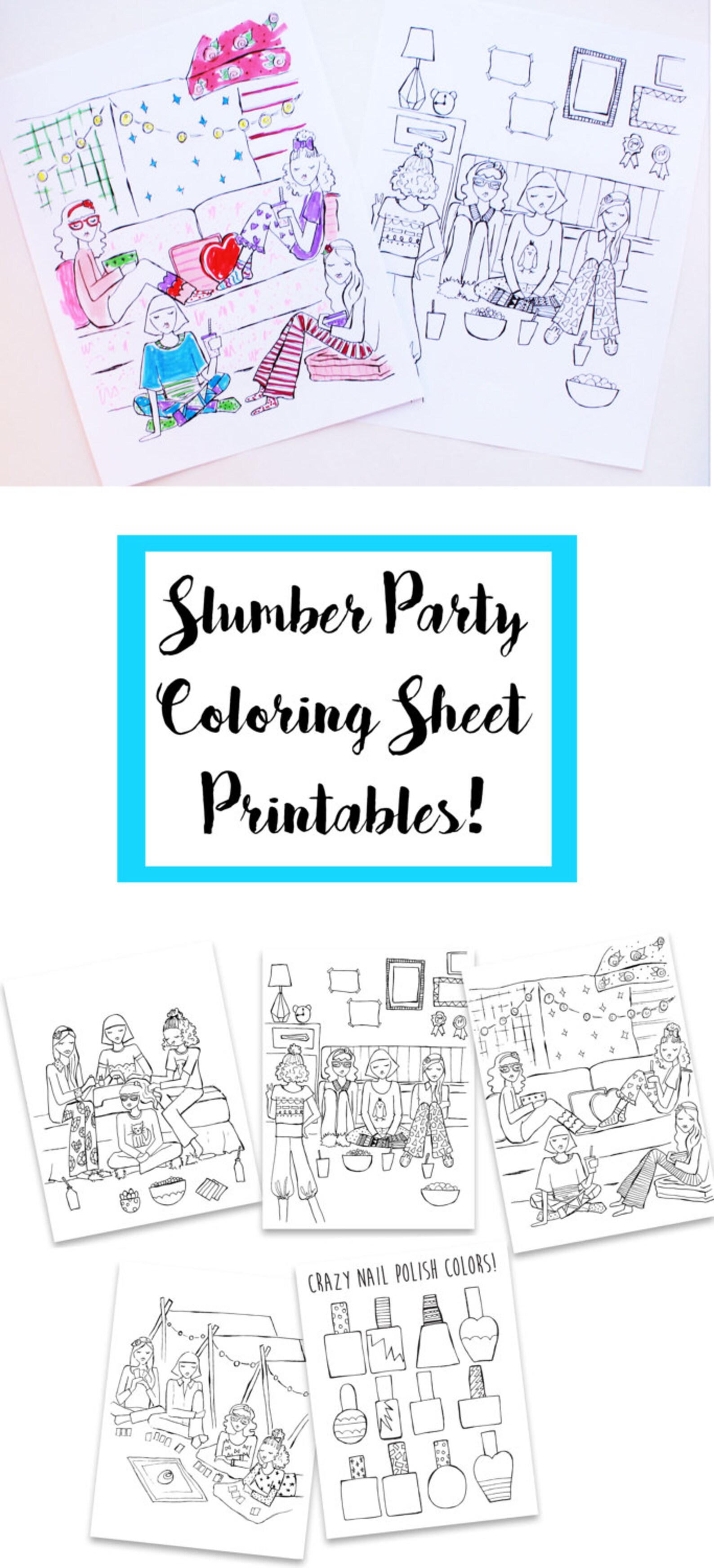 Printable Coloring Slumber Party Pages,tween Slumber Party, Girls ...