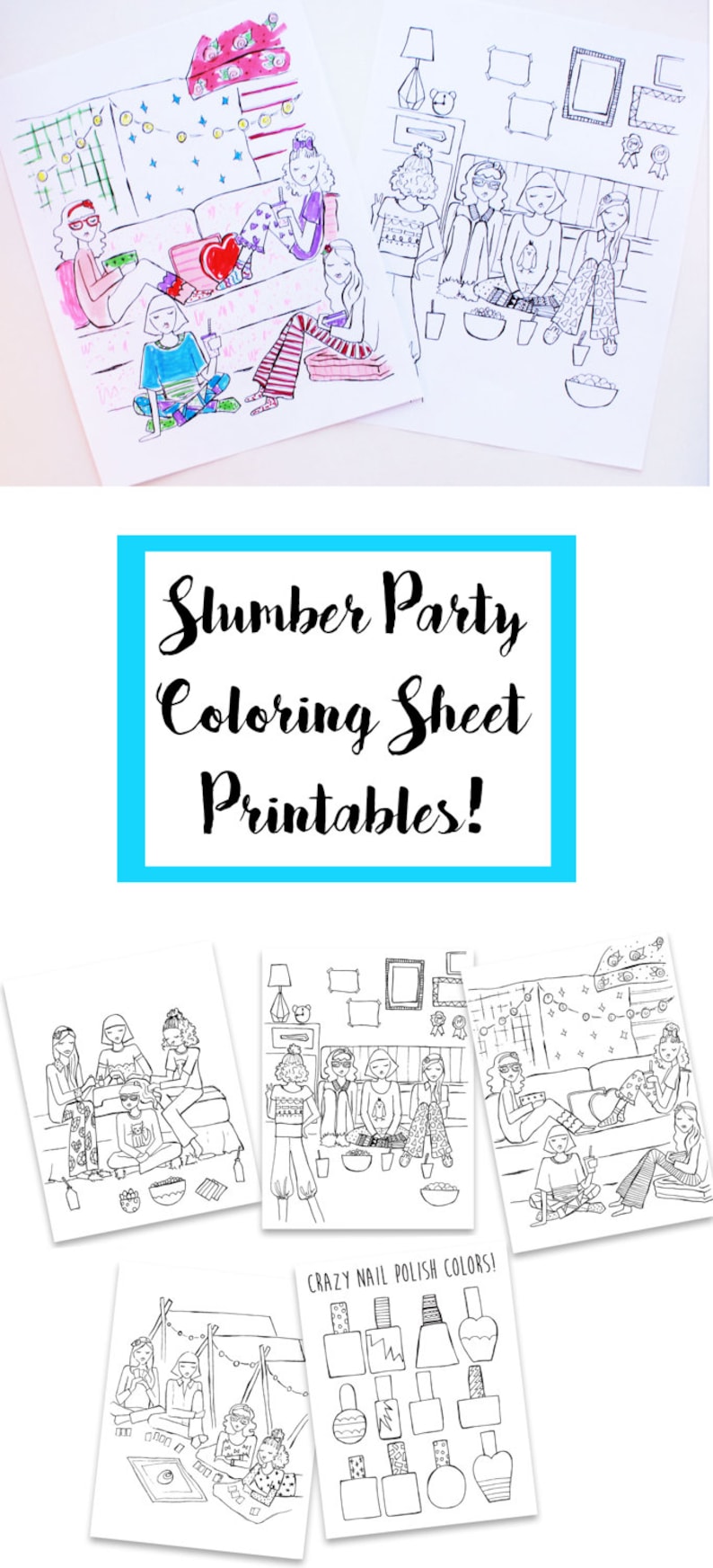 Printable Coloring Slumber Party Pages,tween Slumber Party, Girls ...