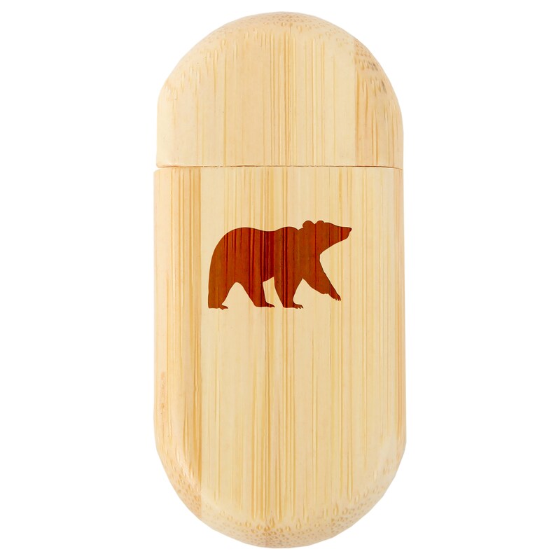 Grizzly Bear 8gb Bamboo Usb Flash Drive With Rounded Corners - Etsy