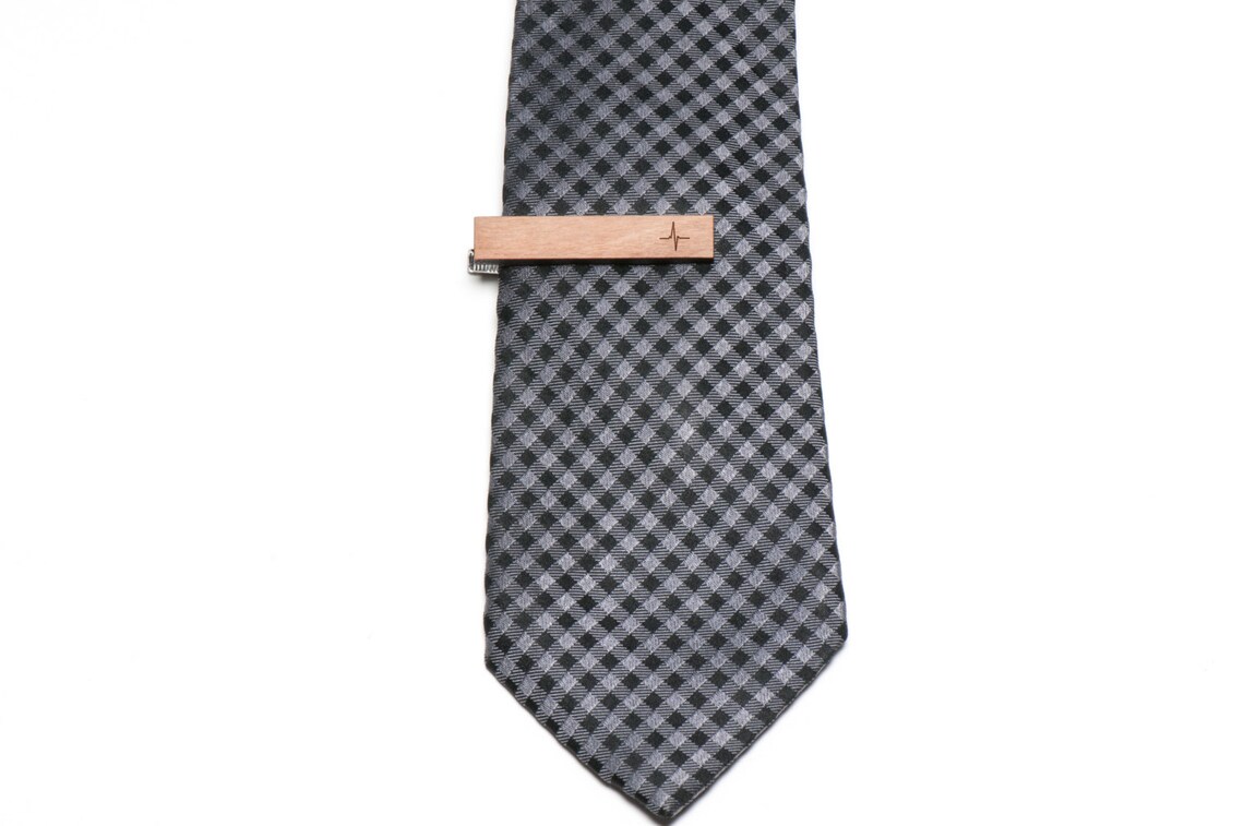 Ekg Heart Beat Tie Clip Wood Gift for Him Wedding Gifts - Etsy
