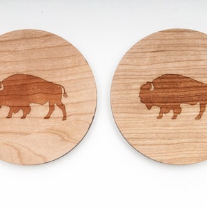 Buffalo Wooden Coasters Set of 4, Gifts for Him, Wedding Gifts ...