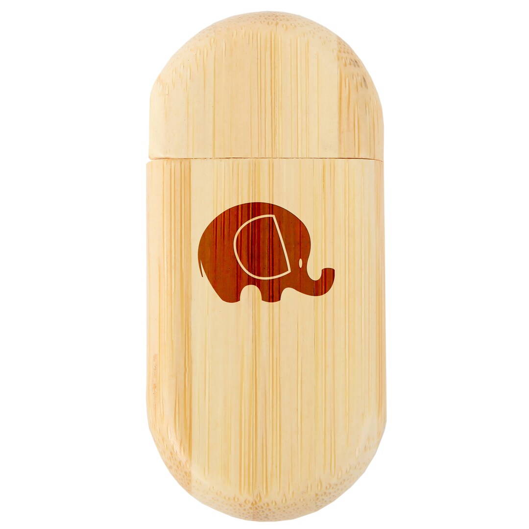 Elephant 8gb Bamboo Usb Flash Drive With Rounded Corners - Etsy