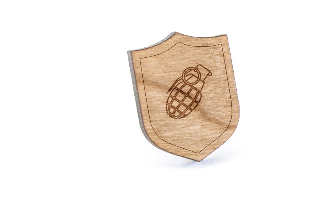 Grenade Lapel Pin Wooden Pin Wooden Lapel Gift for Him or - Etsy
