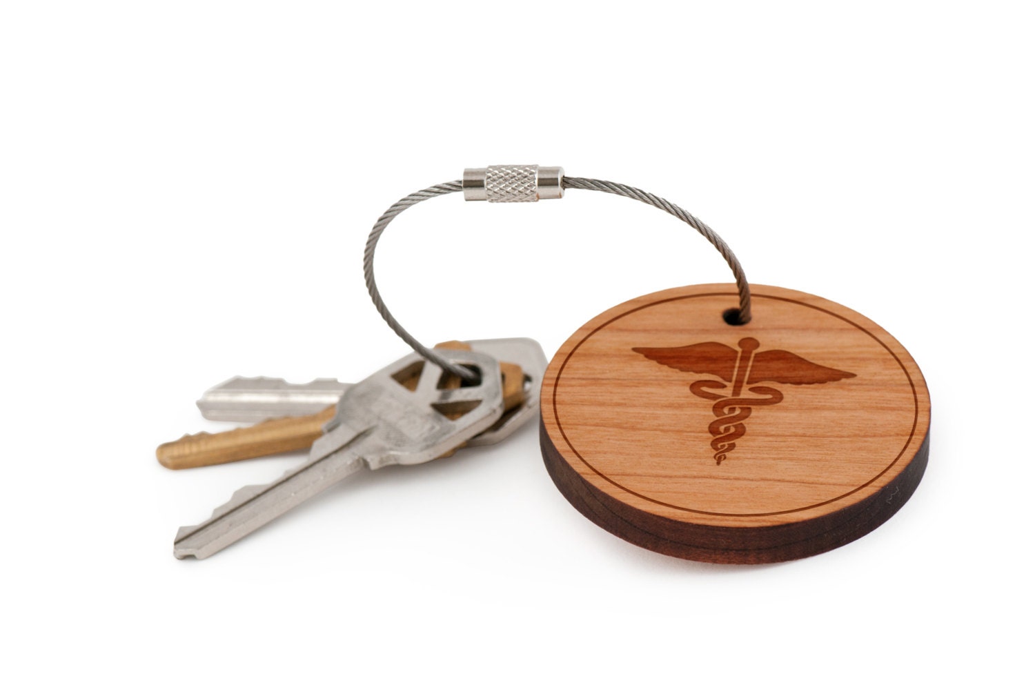Caduceus Medical Symbol Keychain Wood Keychain Custom - Etsy