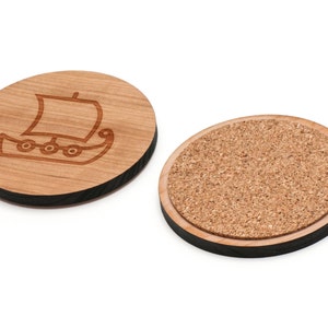 Viking Ship Wooden Coasters Set of 4, Gifts for Him, Wedding Gifts ...
