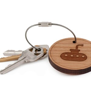 Submarine Keychain, Wood Keychain, Custom Keychain, Gift for Him or Her ...