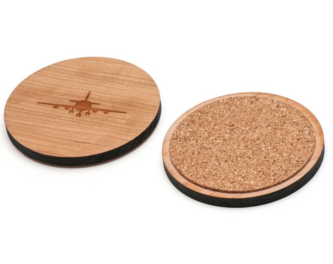 Front Airplane Wooden Coasters Set of 4, Gifts for Him, Wedding Gifts ...