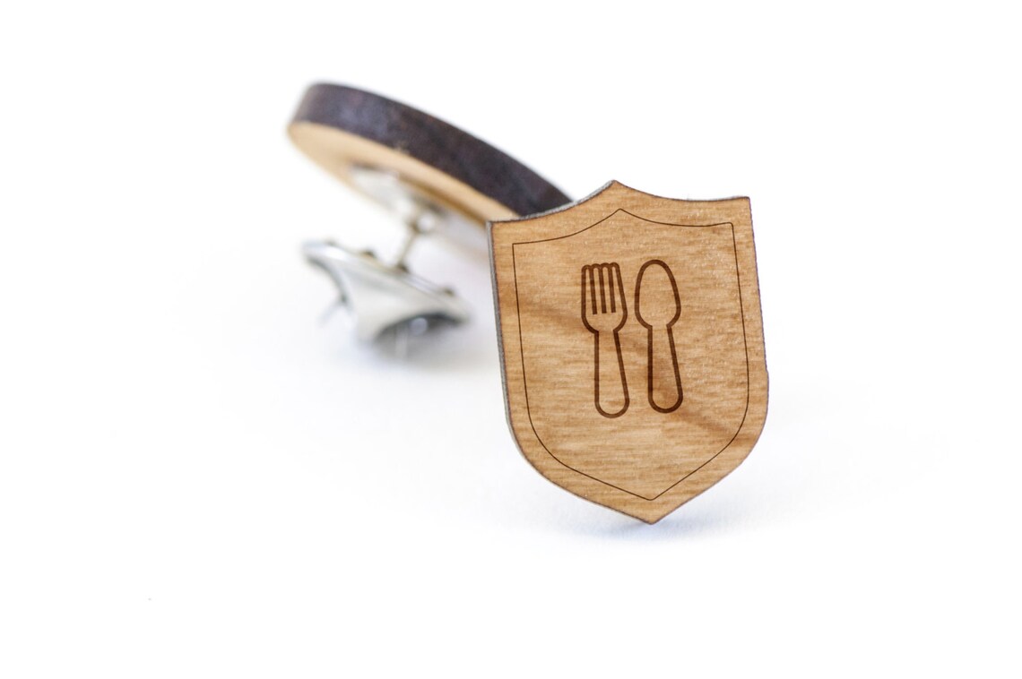 Fork and Spoon Lapel Pin Wooden Pin Wooden Lapel Gift for - Etsy