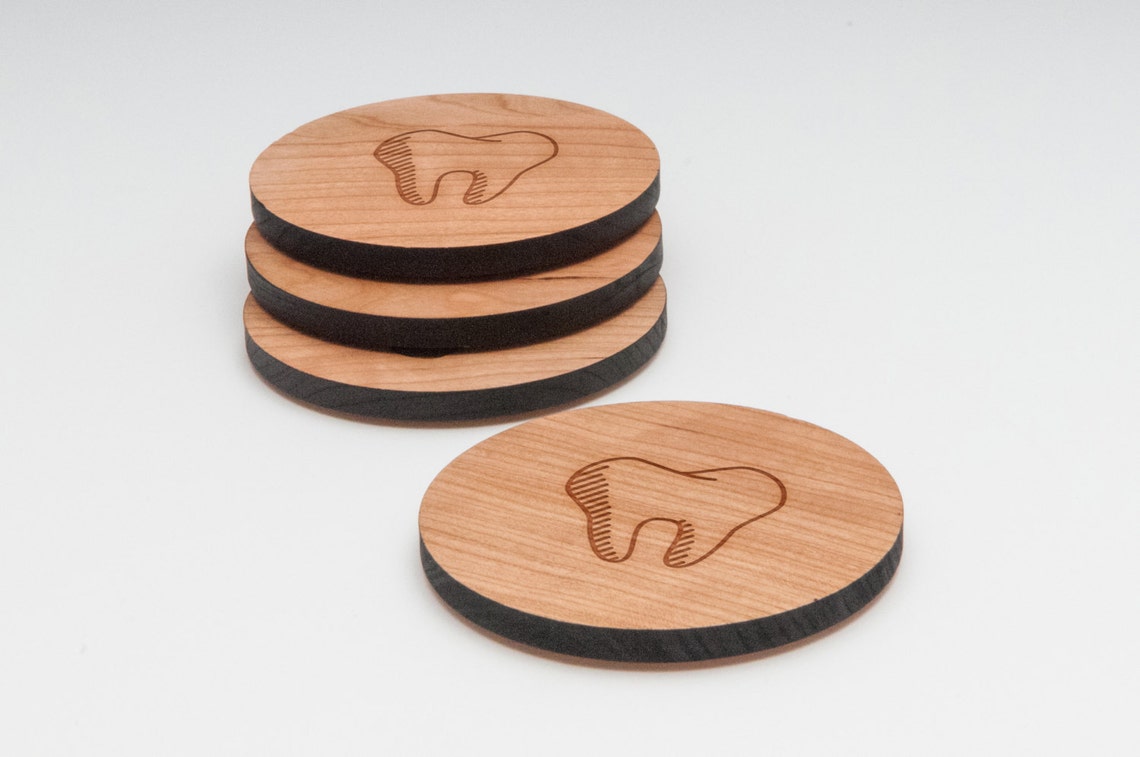 Tooth Wooden Coasters Set of 4 Gifts for Him Wedding Gifts - Etsy