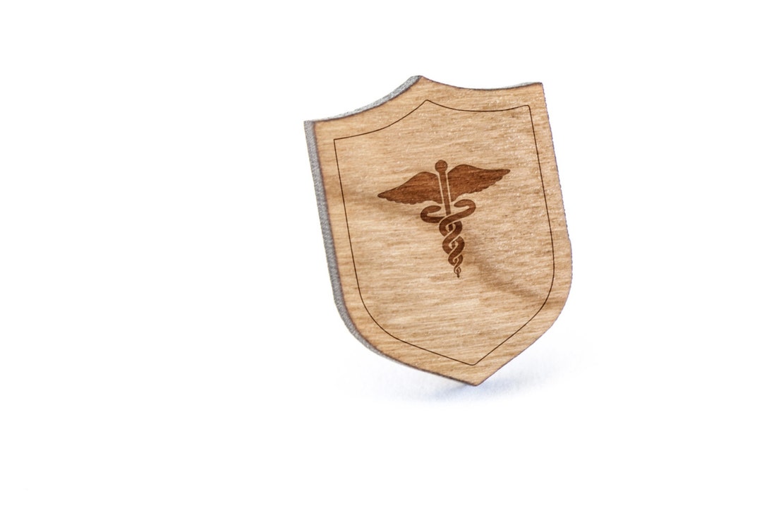 Caduceus Medical Symbol Lapel Pin, Wooden Pin, Wooden Lapel, Gift for ...