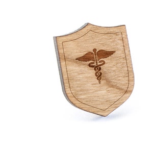 Caduceus Medical Symbol Lapel Pin, Wooden Pin, Wooden Lapel, Gift for ...
