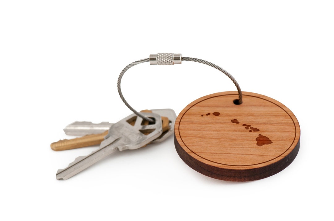Hawaii Keychain Wood Keychain Custom Keychain Gift for Him - Etsy