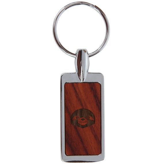 Sloth Face Rosewood Keychain With Laser Engraved Design Wood | Etsy