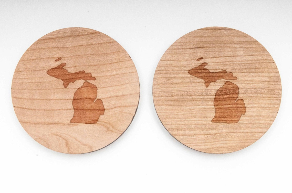 Michigan Wooden Coasters Set of 4 Gifts For Him Wedding | Etsy