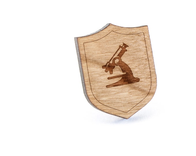 Microscope Lapel Pin, Wooden Pin, Wooden Lapel, Gift for Him or Her ...