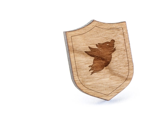 Flying Pig Lapel Pin, Wooden Pin, Wooden Lapel, Gift for Him or Her ...