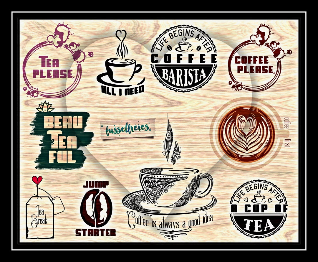 SVG DXF Cut File Cofee & Tea Time - Espresso, Cappucino by Fusselfreies ...