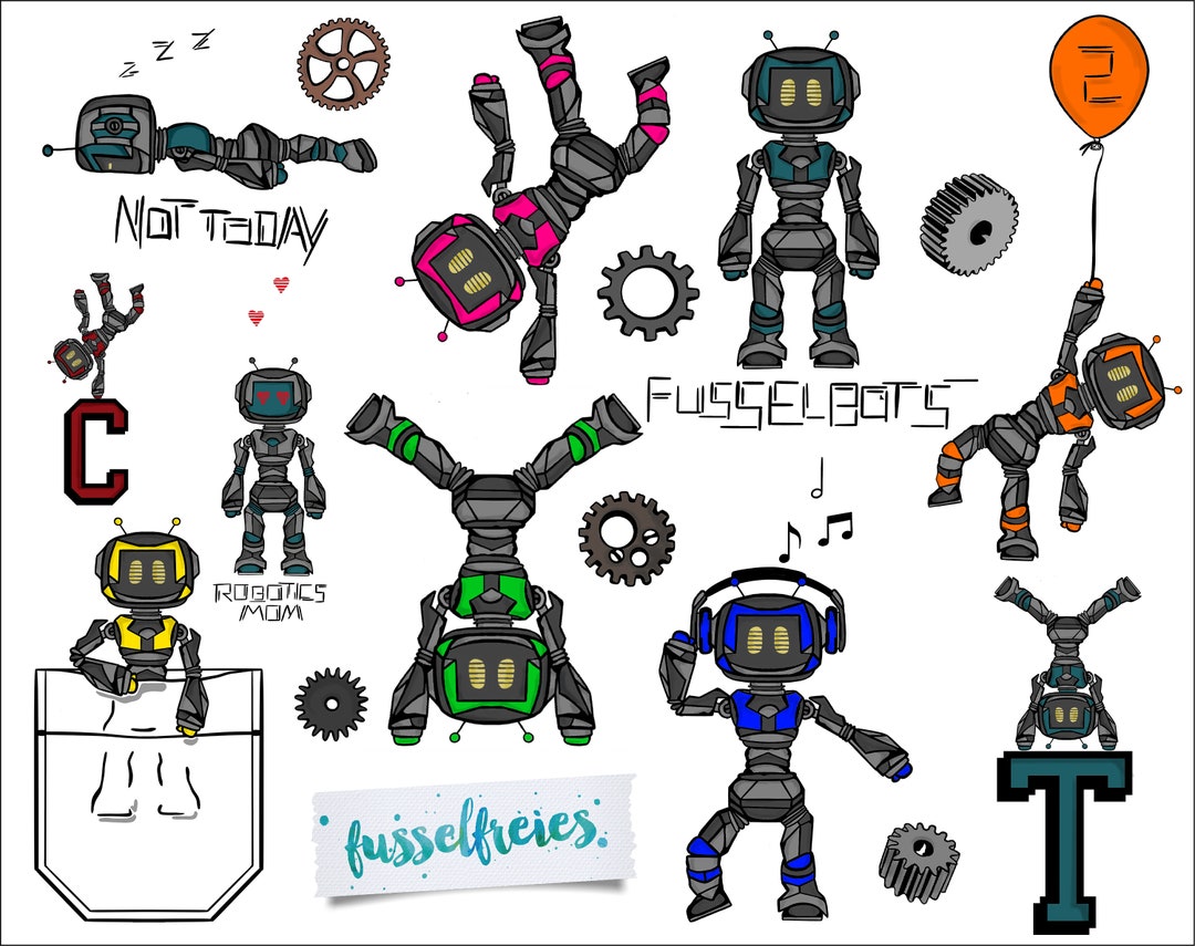 SVG DXF Cut File Fusselbots - the Cute Robots - Etsy