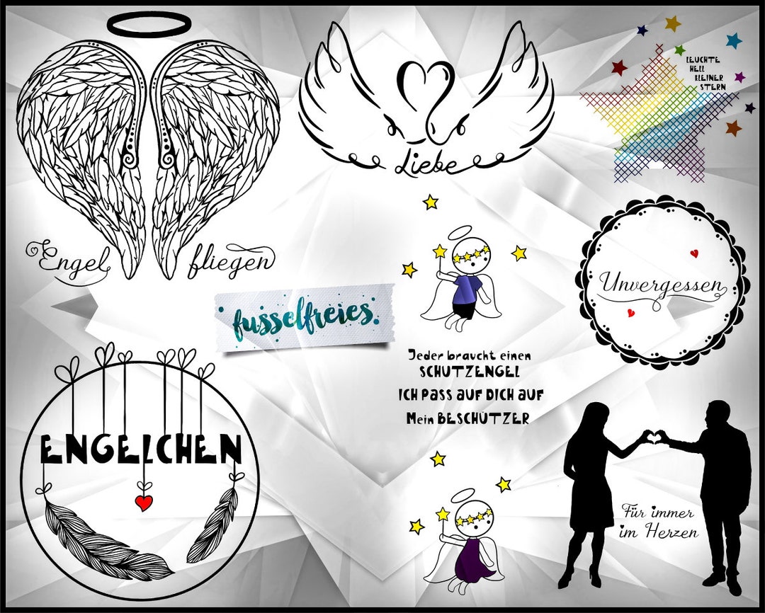 SVG DXF Cut File Heavenly, - Angel, Guardian Angel, Wings, Stars ...
