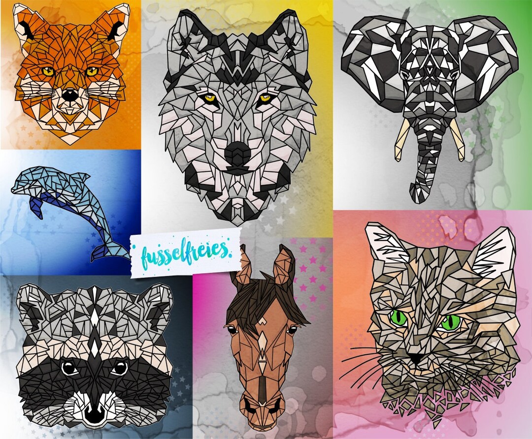 Plotterdatei DXF SVG Wolf Waschbär Fuchs Elefant Pferd Katze Delphin ...