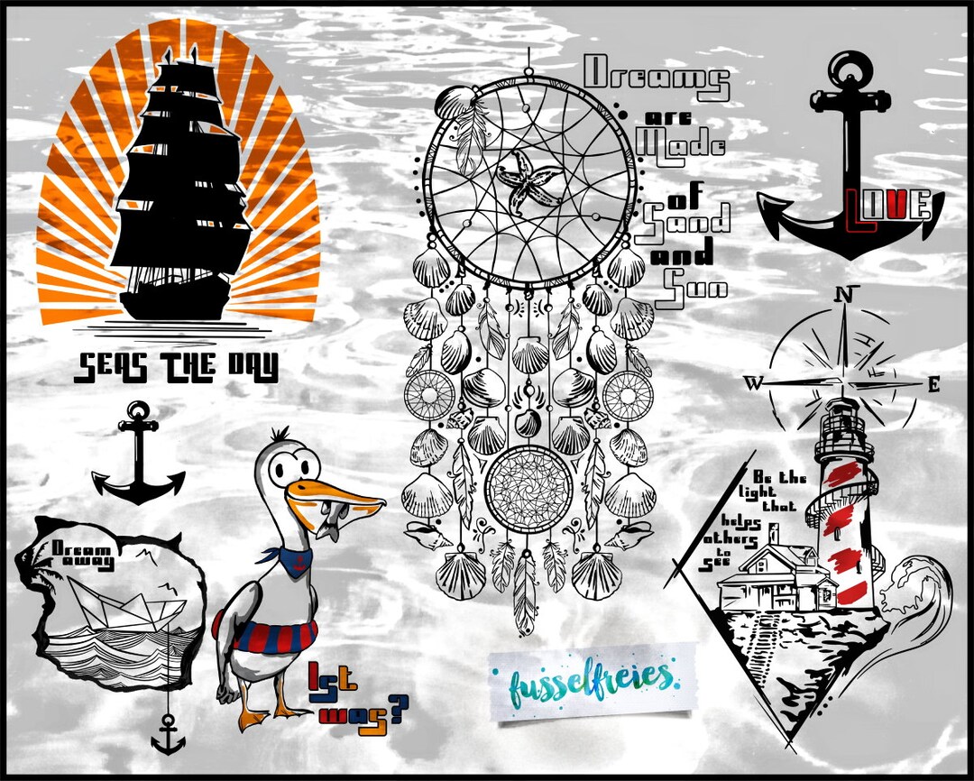 SVG DXF Cut File Maritime Vol6 - Anchor, Dreamcatcher, Lighthouse ...