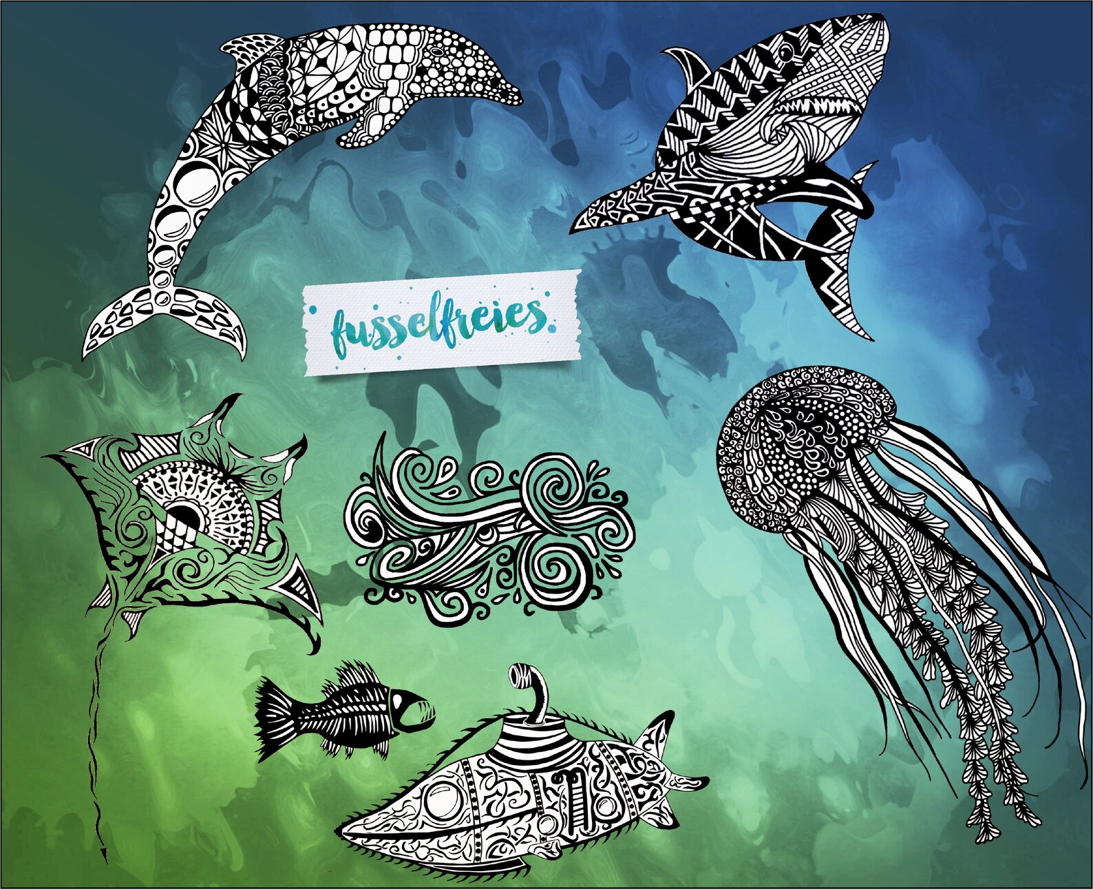 DXF SVG under the Sea Vol. 2 Cut Files Shark - Etsy