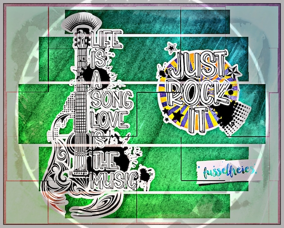 DXF SVG Cut File Music Love Vol4 Guitar Rock It by | Etsy