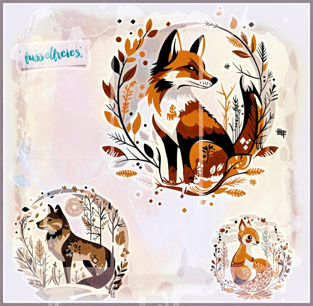 Im Wald Vol4 - Plotterdatei Laserdatei DXF SVG Herbst, Wald, Fuchs, Wolf, Eichhörnchen von ...