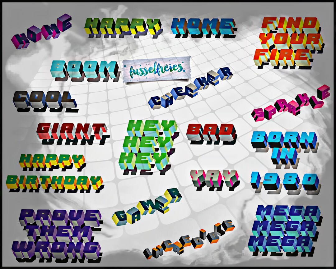 DXF SVG Cut File 3D Statements / Text - Cool - Bad - Gamer - Happy ...