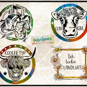 Plotterdatei DXF SVG Landleben - Kuh, Traktor, Hochlandrind by Fusselfreies - Etsy.de