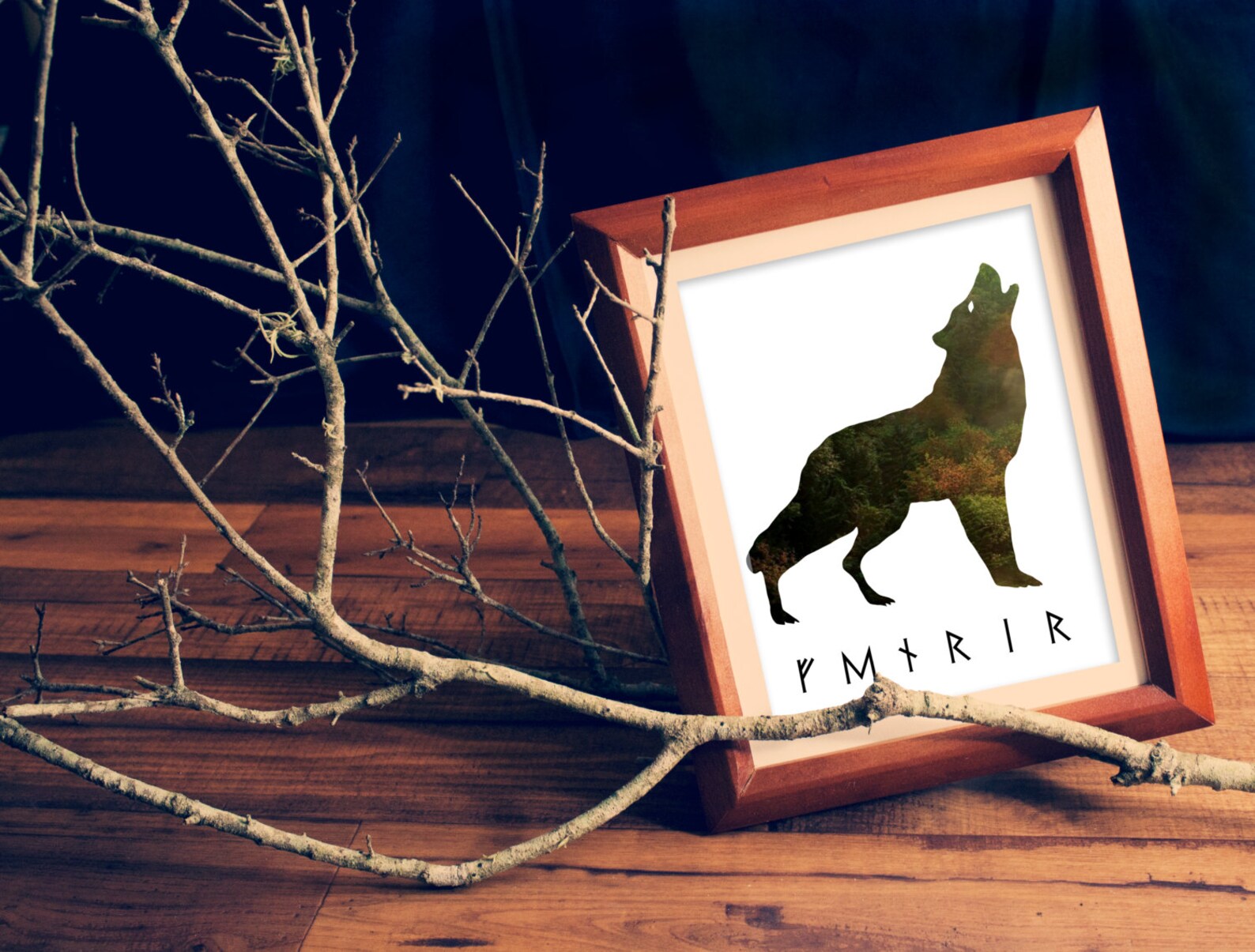 Fenrir Wolf Fenris Viking Decor Runes Wolf Print Viking Wall Art Norse ...