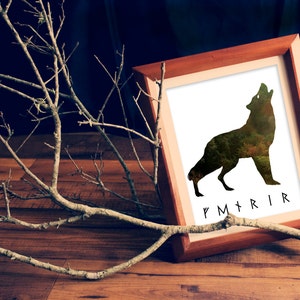Fenrir Wolf Fenris Viking Decor Runes Wolf Print Viking Wall Art Norse ...