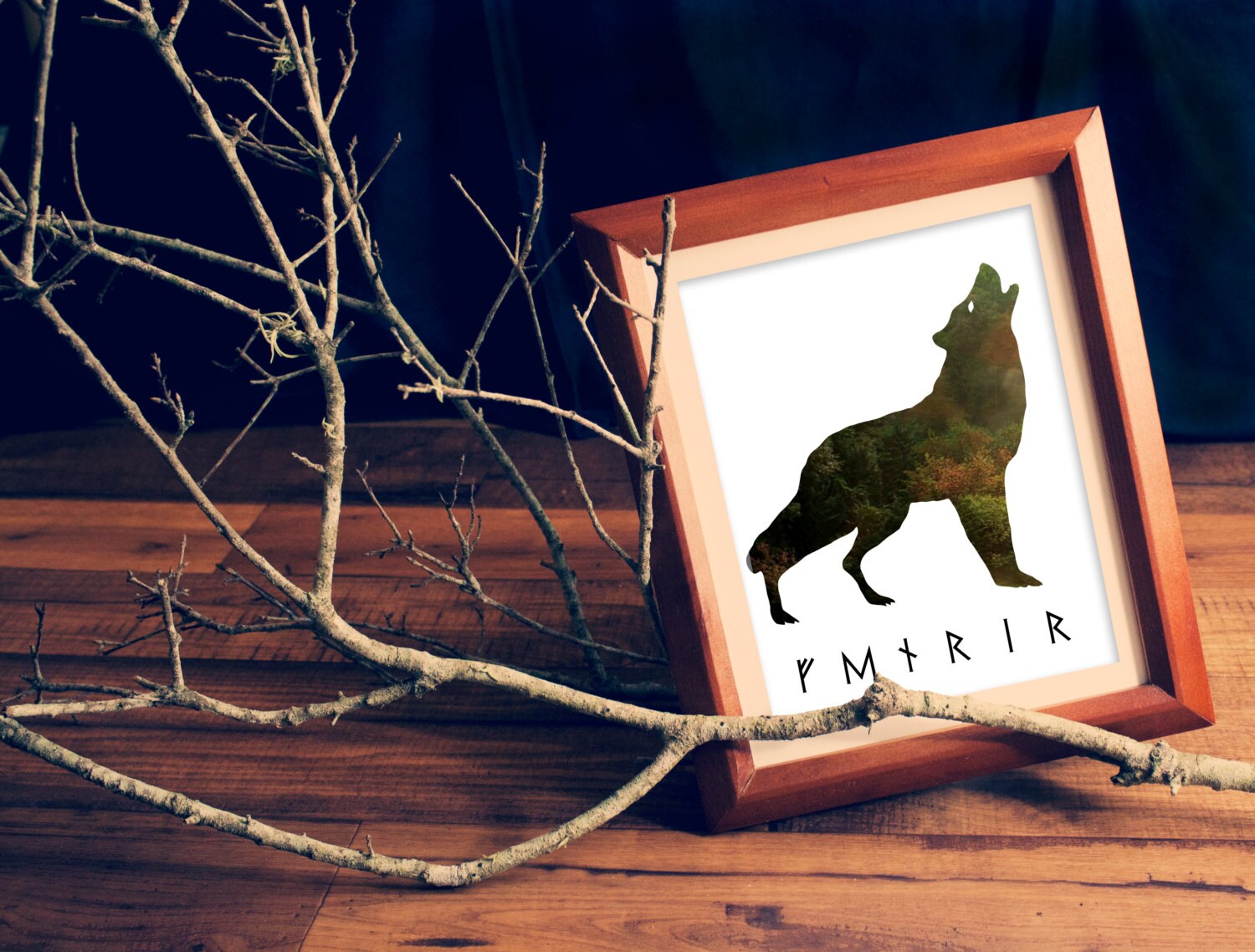 Fenrir Wolf Fenris Viking Decor Runes Wolf Print Viking Wall Art Norse ...
