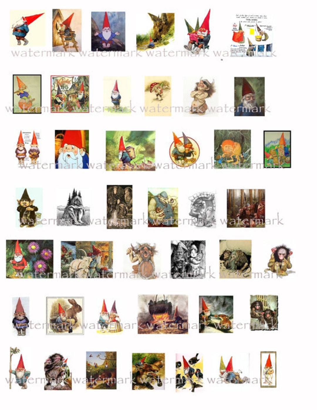 Gnomes and Trolls - Digital Collage Sheet - Jewelry Making - Scrapbook ...