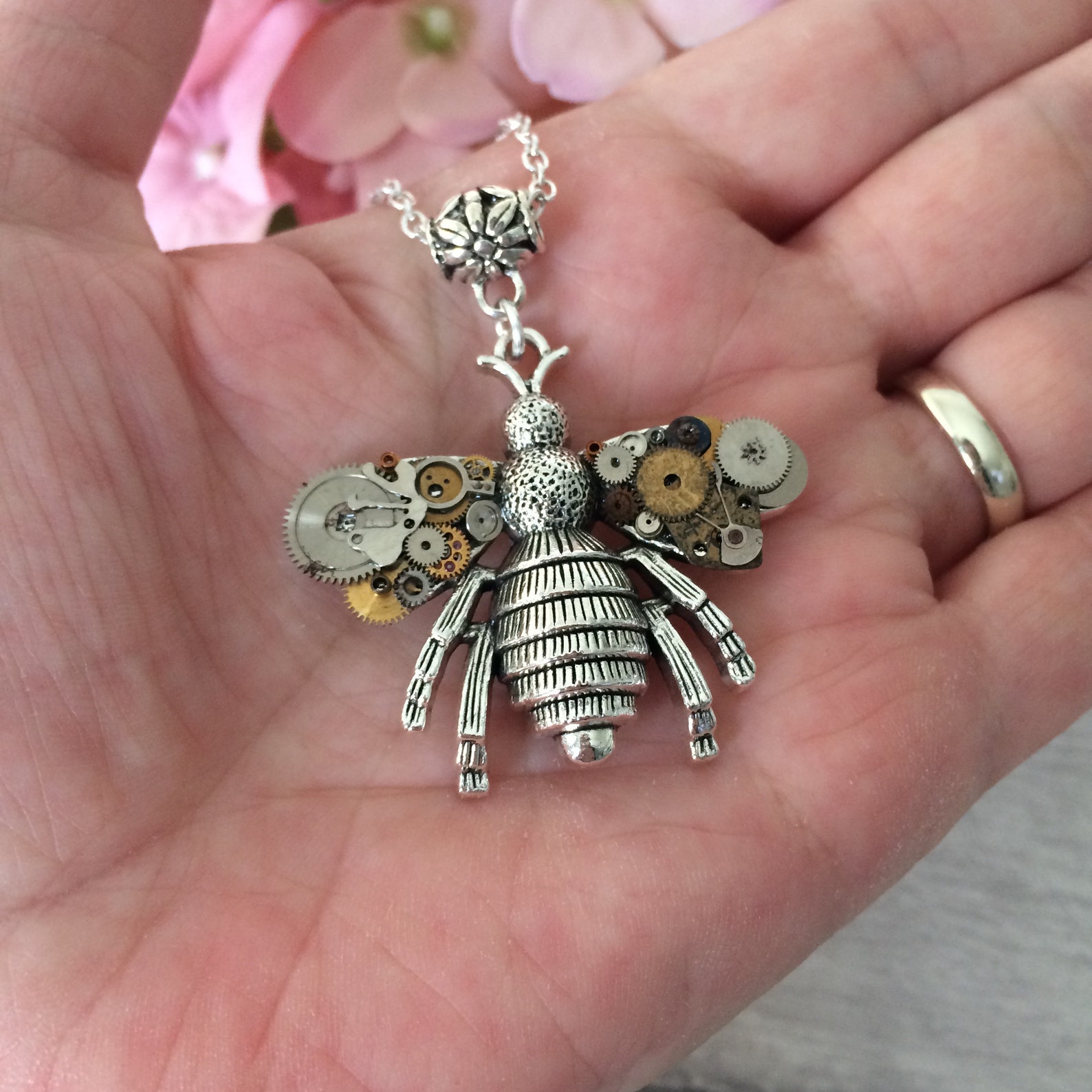 Steampunk Bee Pendant Bumble Bee Necklace Clockwork Honey - Etsy UK