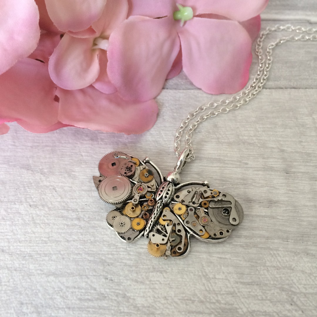 Steampunk Butterfly Pendant, Clockwork Insect Jewellery, Nature Gift ...