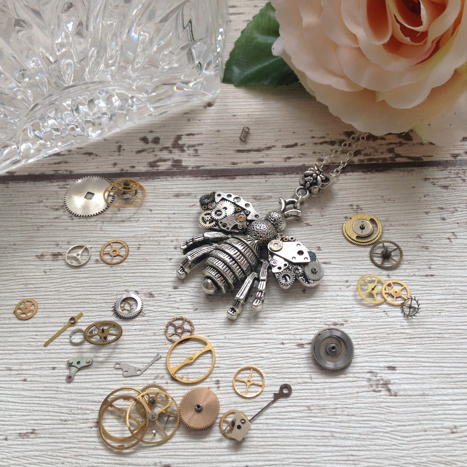 Steampunk Bee Pendant Bumble Bee Necklace Clockwork Honey - Etsy