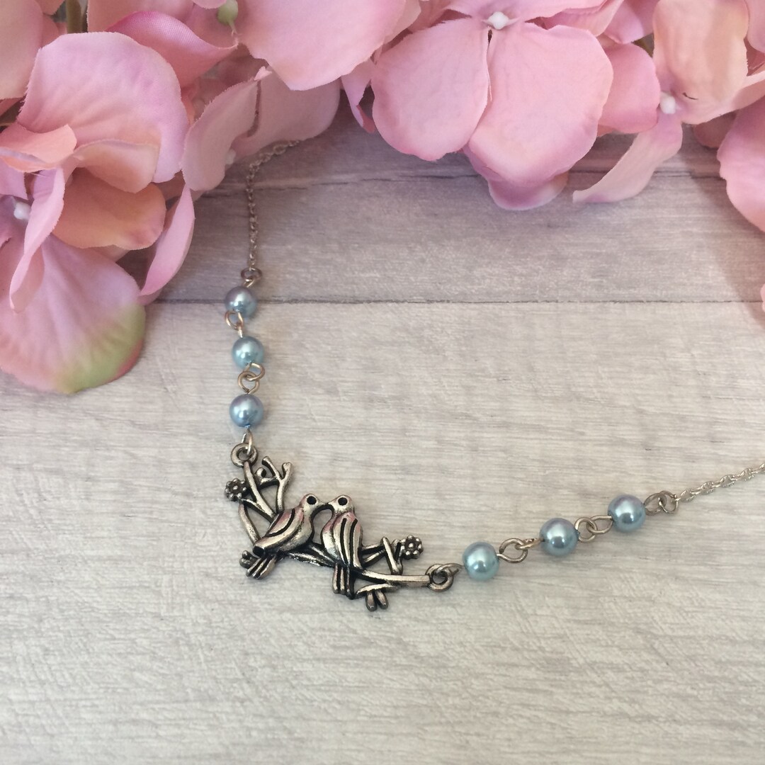Bluebird Pearl Necklace, Romantic Gift, Something Blue, Bridal ...
