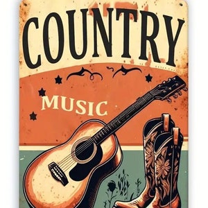 New, Reproduction Country Music Festival - Retro Vintage Tin Sign ...