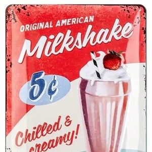 New, Reproduction Original American Milkshake 5 Cent Retro Vintage Tin ...