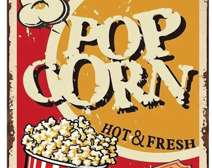 Pop Corn Retro Style Tin Sign - 8x12 Inch - Etsy